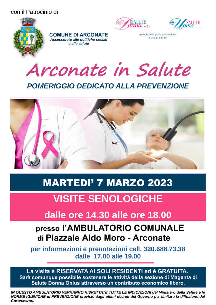 Comune di Arconate | News - VISITE SENOLOGICHE GRATUITE